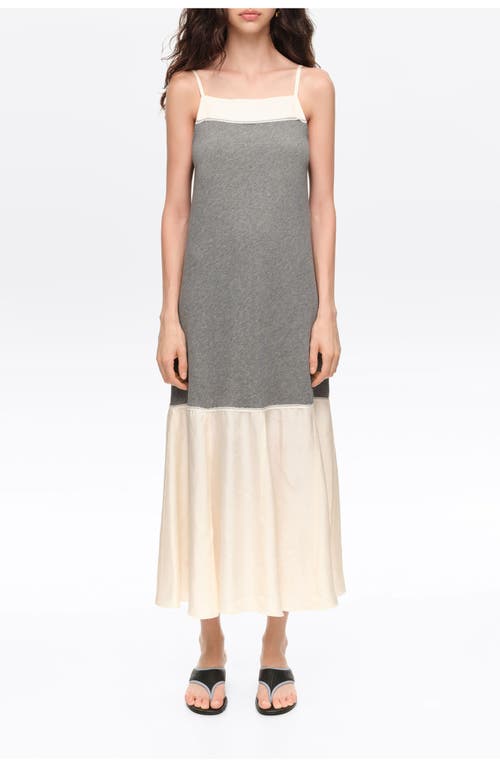 BIMBA Y LOLA BIMBA Y LOLA Two-Material A-Line Midi Dress with Lace Trim